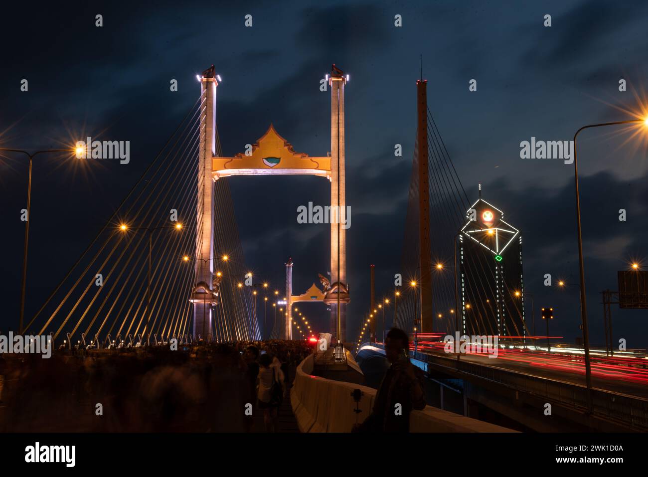 Bangkok, Thailand. 17th Feb, 2024. Night lights of ''The parallel ...