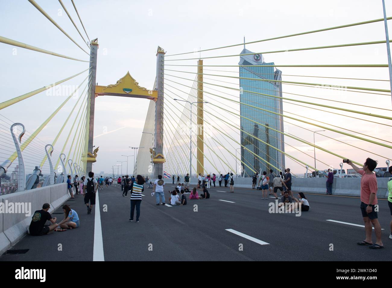 Bangkok, Thailand. 17th Feb, 2024. People walk around and admire And ...