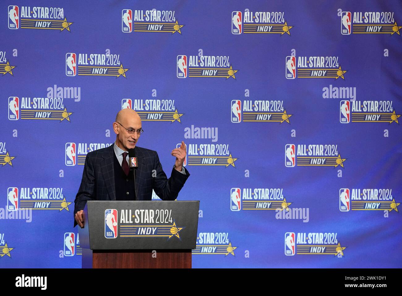 NBA Commissioner Adam Silver speaks during a news conference during the ...