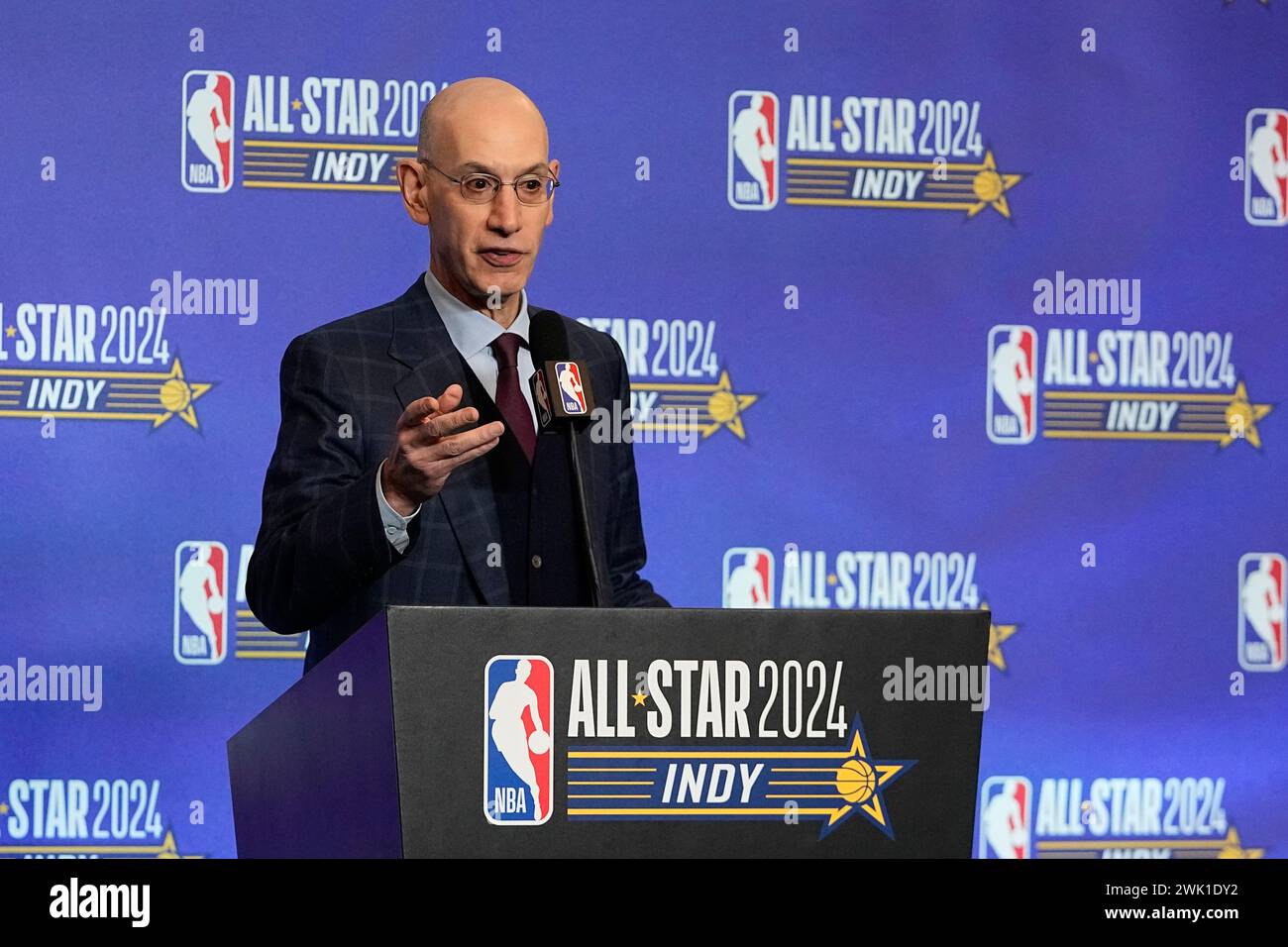 NBA Commissioner Adam Silver speaks during a news conference during the ...