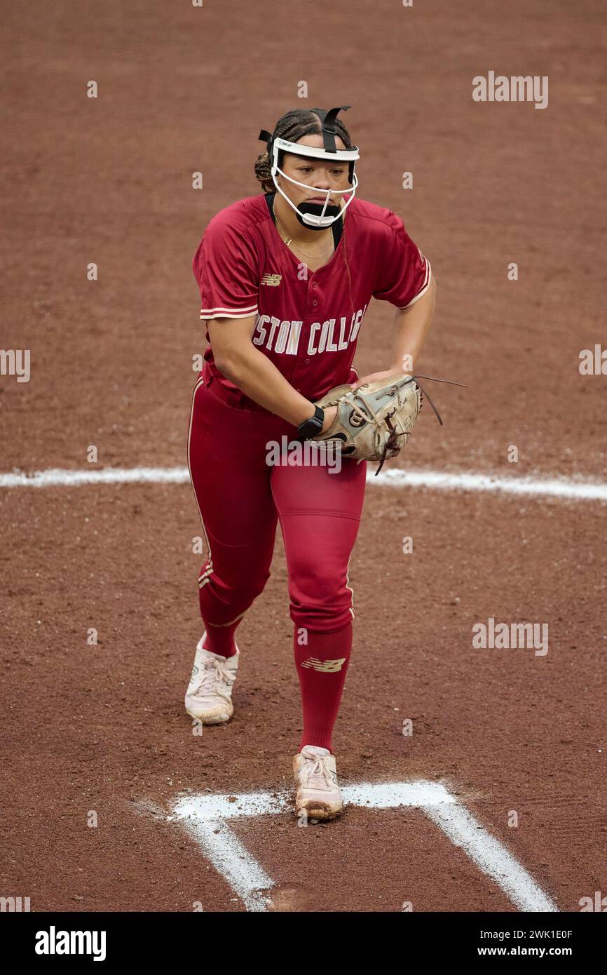 Boston College Eagles pitcher Halie Pappion (1) delivers a pitch during ...