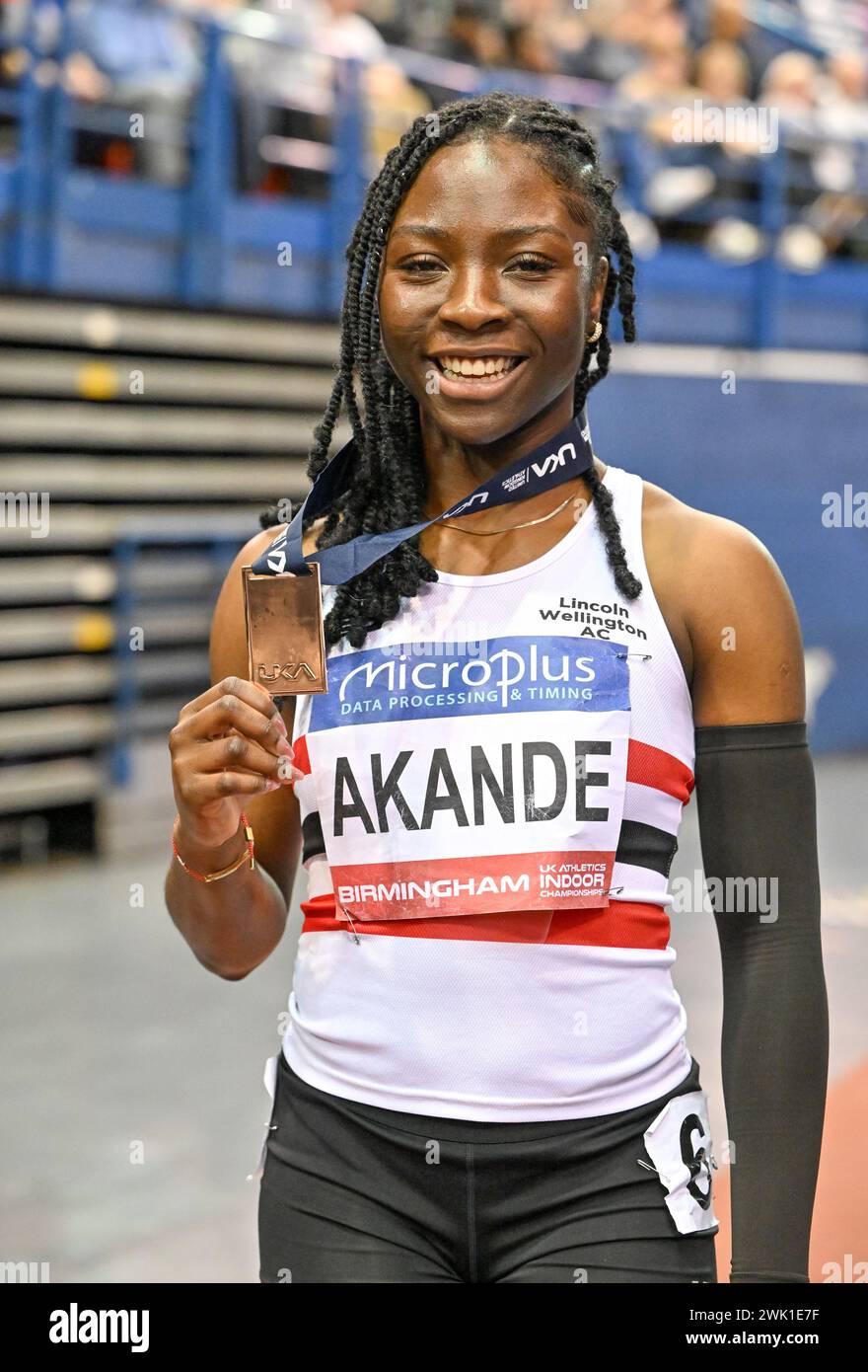 Birmingham, UK. 17th Feb, 2024. AKANDE Mabel after finishing 3rd in the ...
