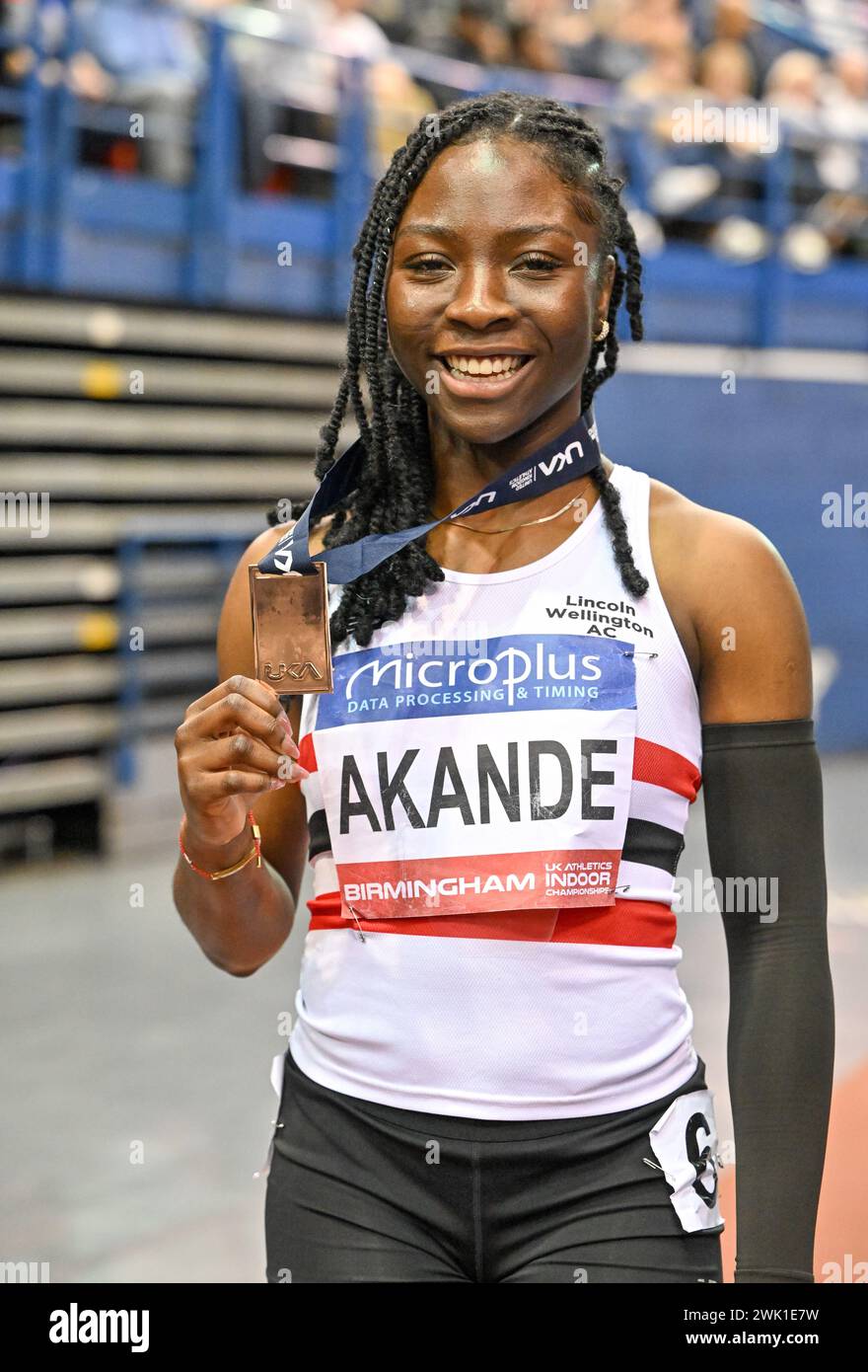 Birmingham, UK. 17th Feb, 2024. AKANDE Mabel after finishing 3rd in the ...