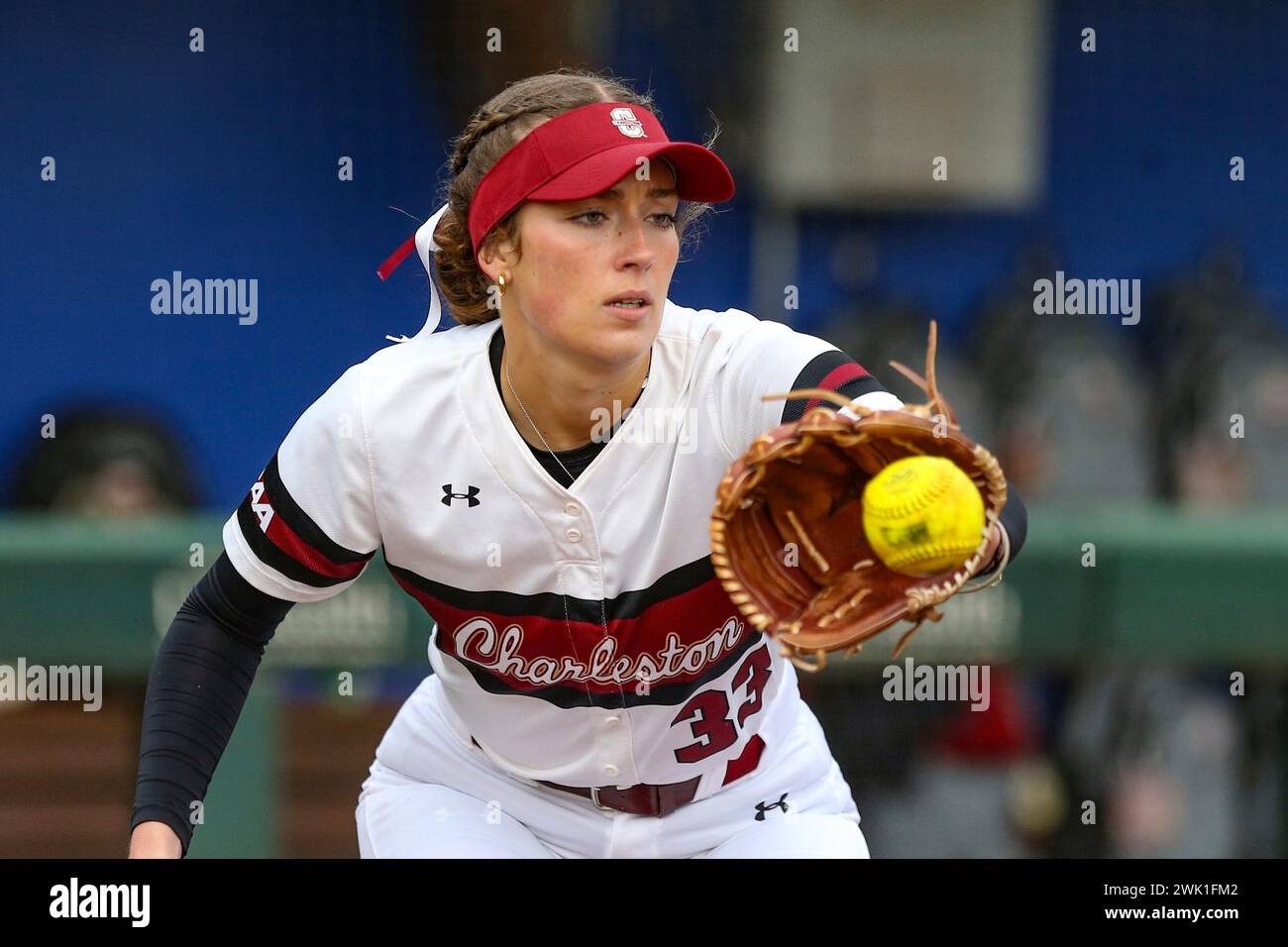 College of Charleston pitcher Caroline Conner (33) warms up before an ...