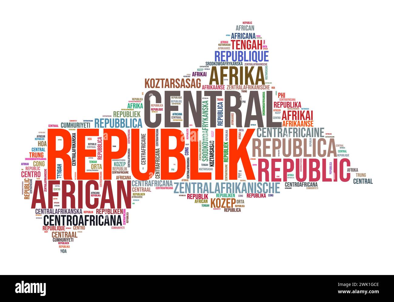 CAR country shape word cloud. Typography style country illustration ...