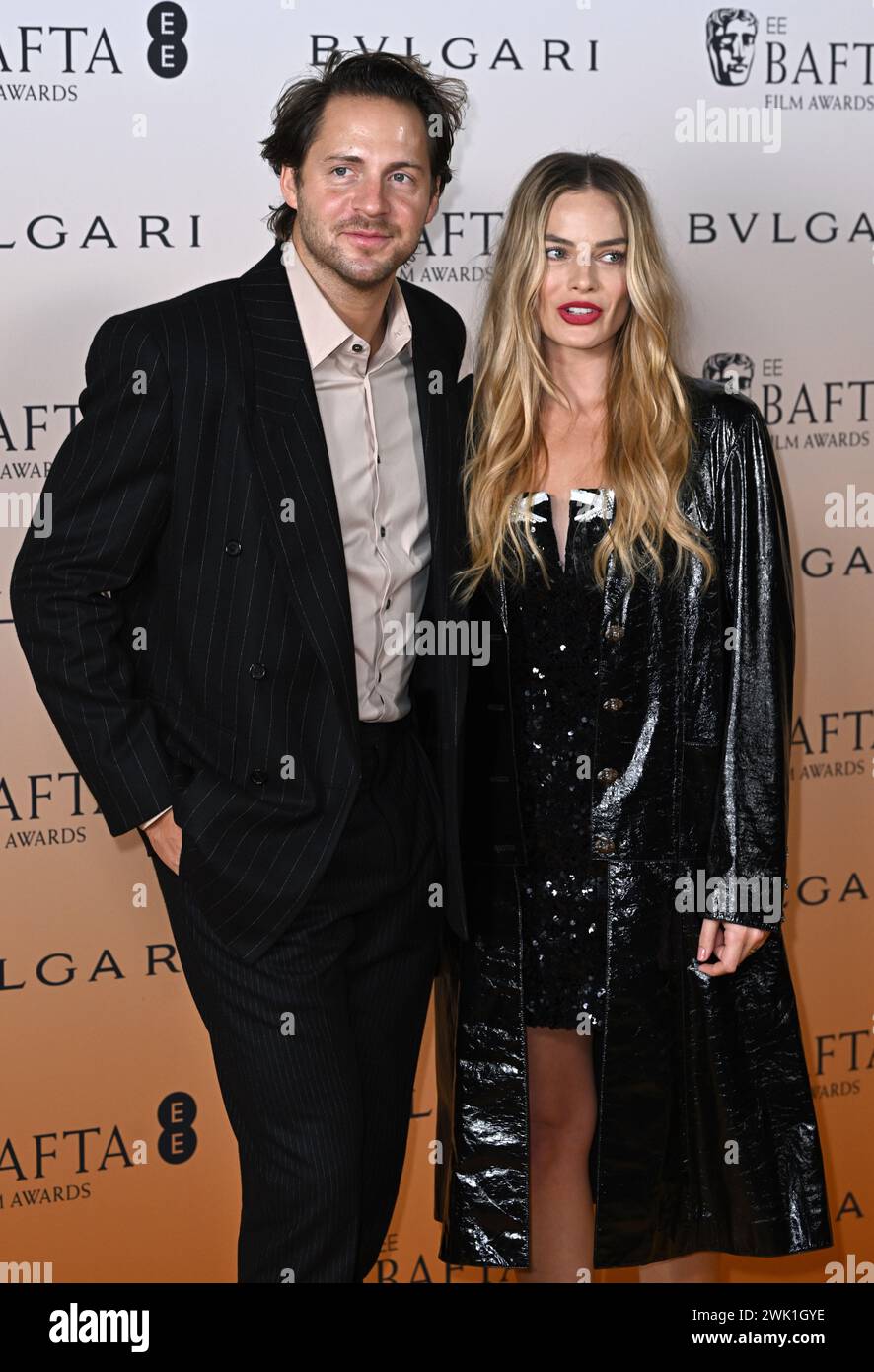 London, UK. February 17th, 2024. Tom Ackerley and Margot Robbie ...