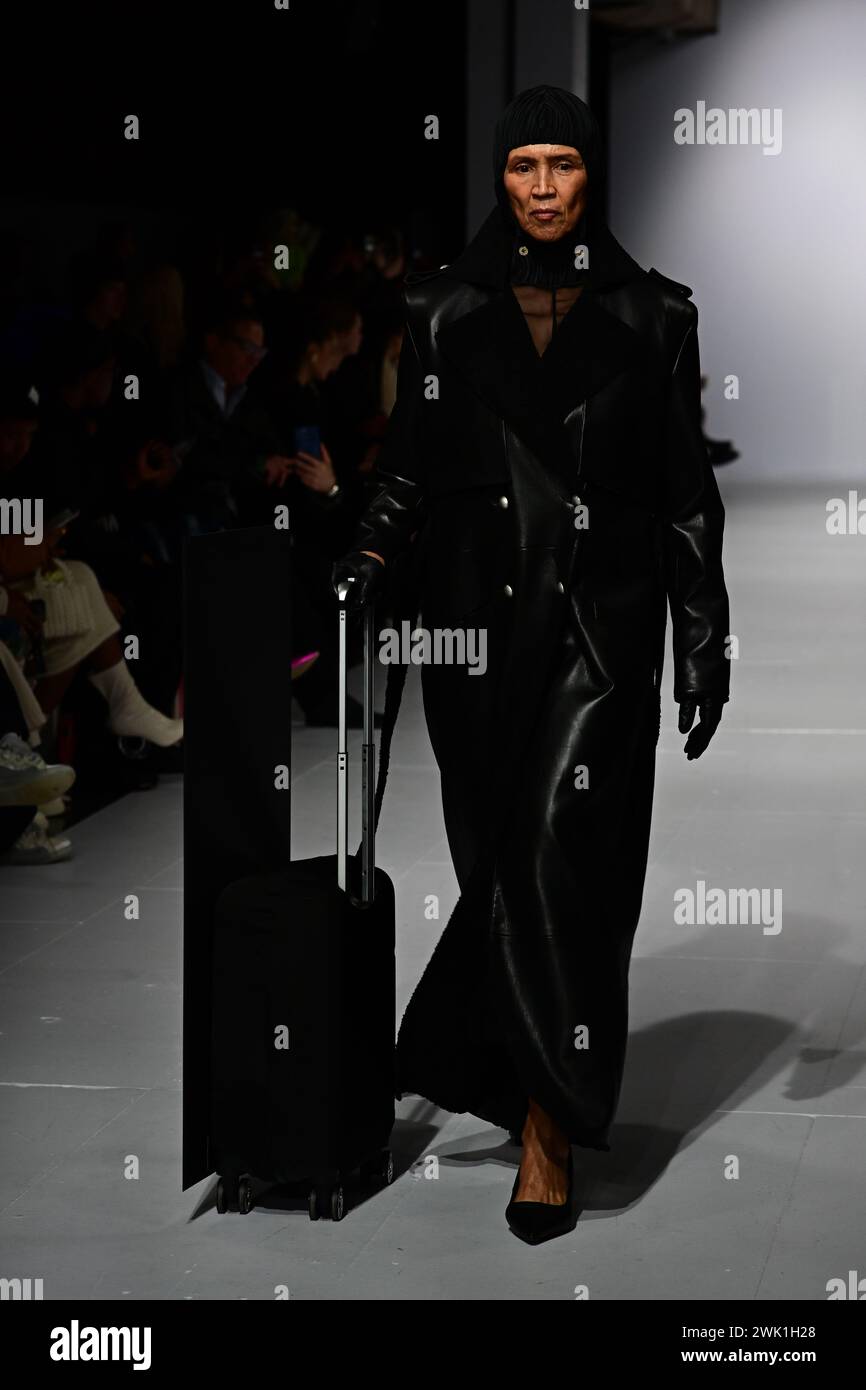 London, UK, 17 February 2024: Linda Malcolm modelling for Tamar Keburia ...