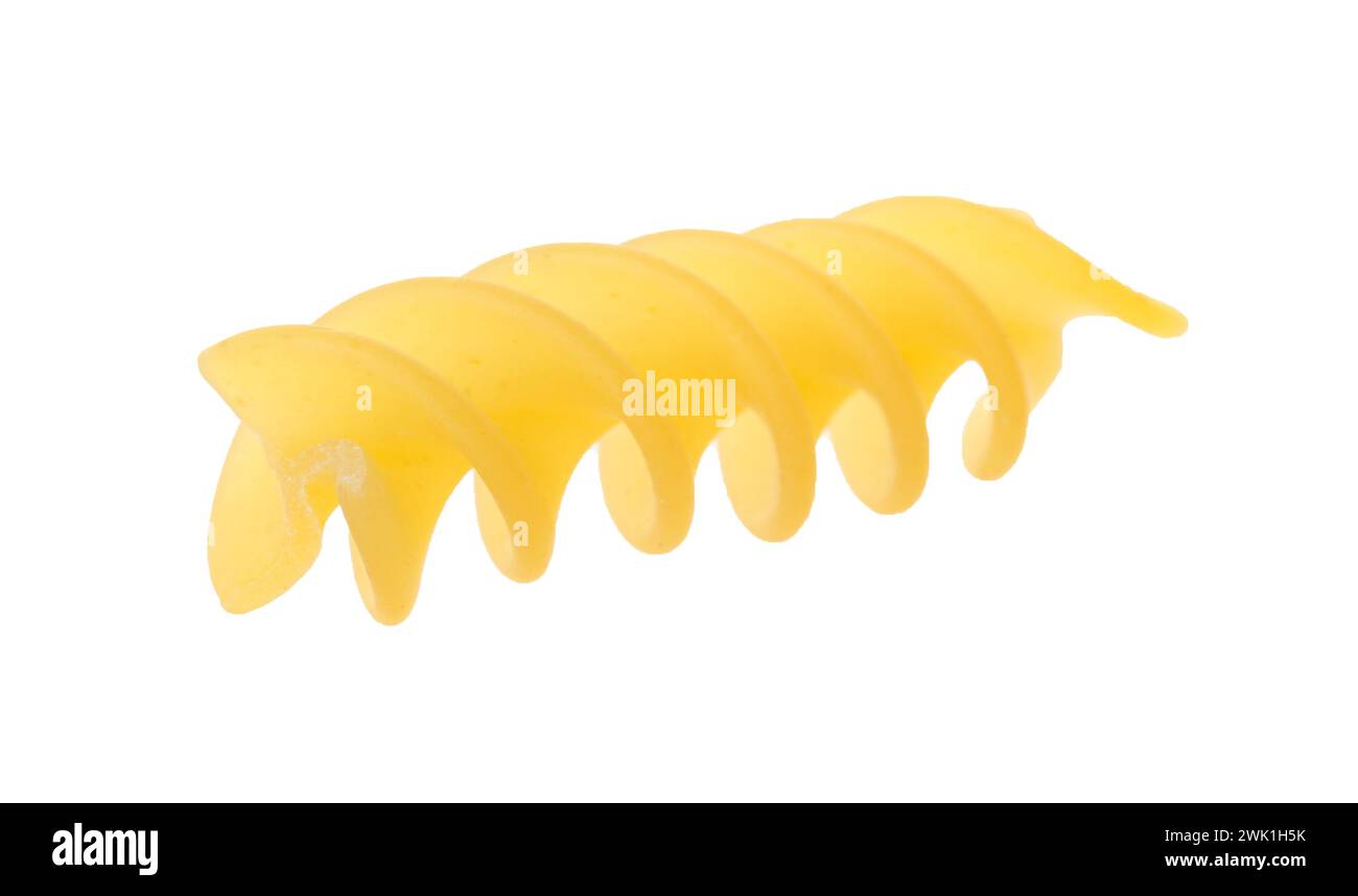One piece of raw fusilli pasta isolated on white Stock Photo - Alamy