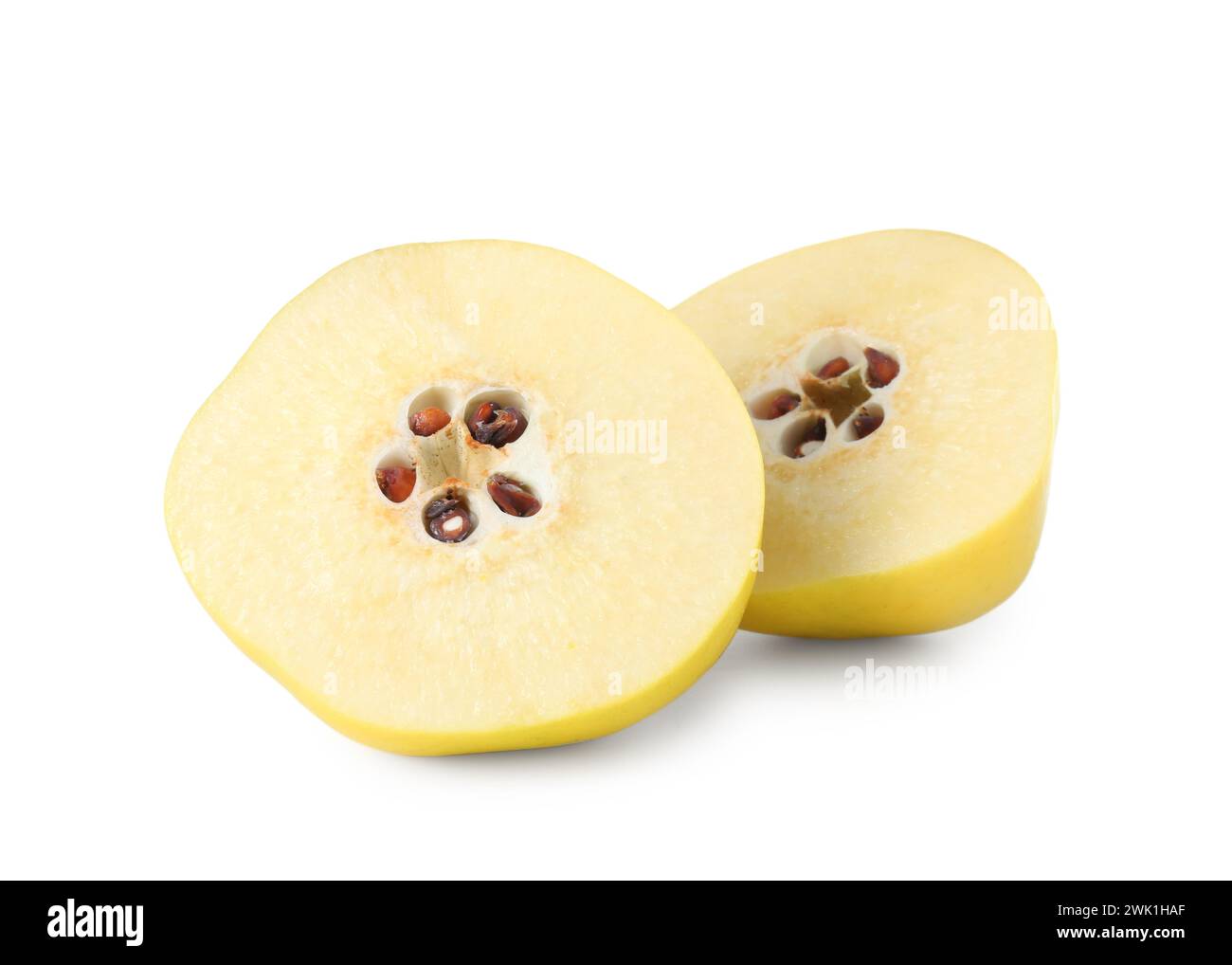 Pieces of fresh ripe quince isolated on white Stock Photo - Alamy