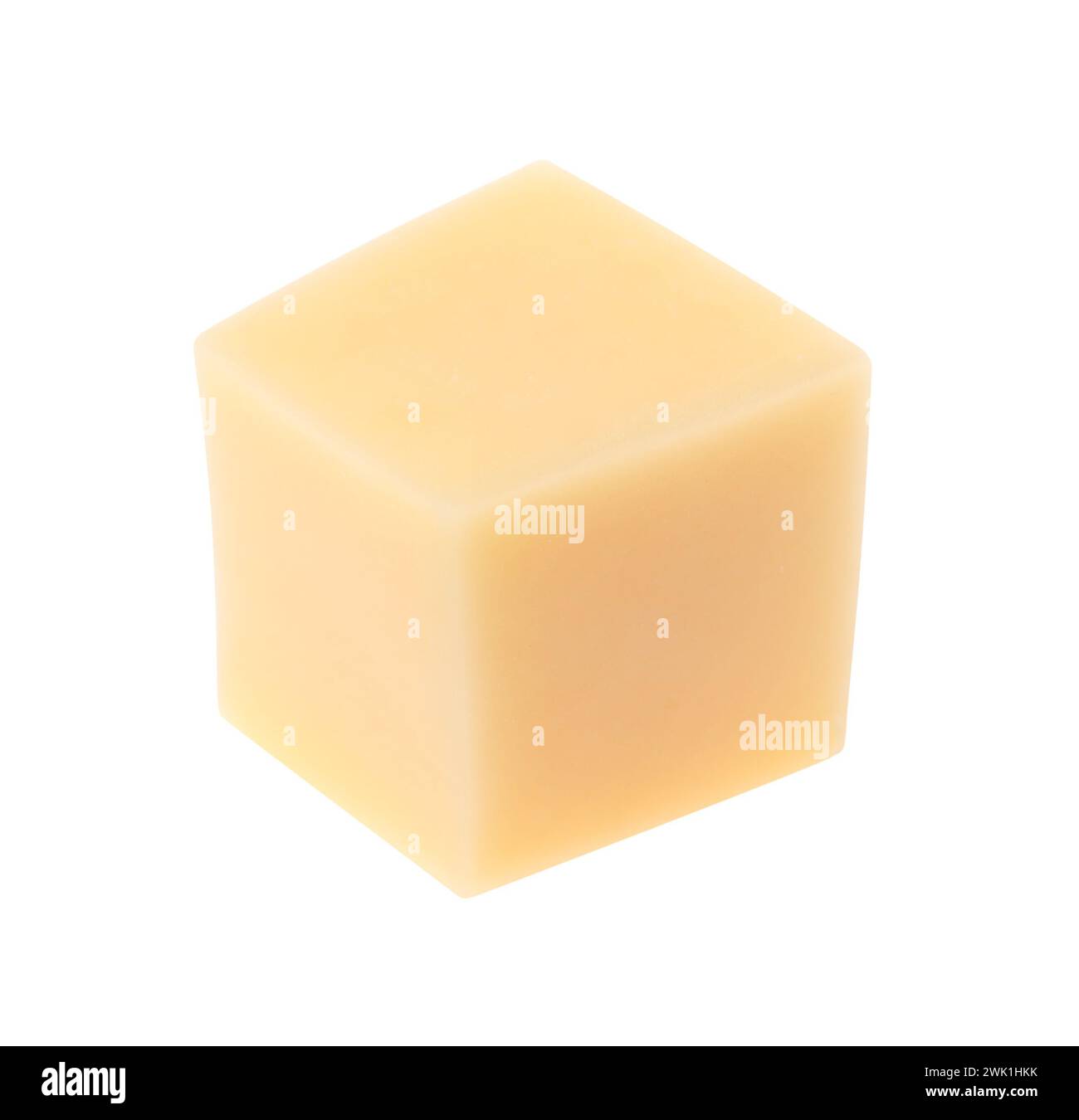 One cube of tasty cheese isolated on white Stock Photo - Alamy