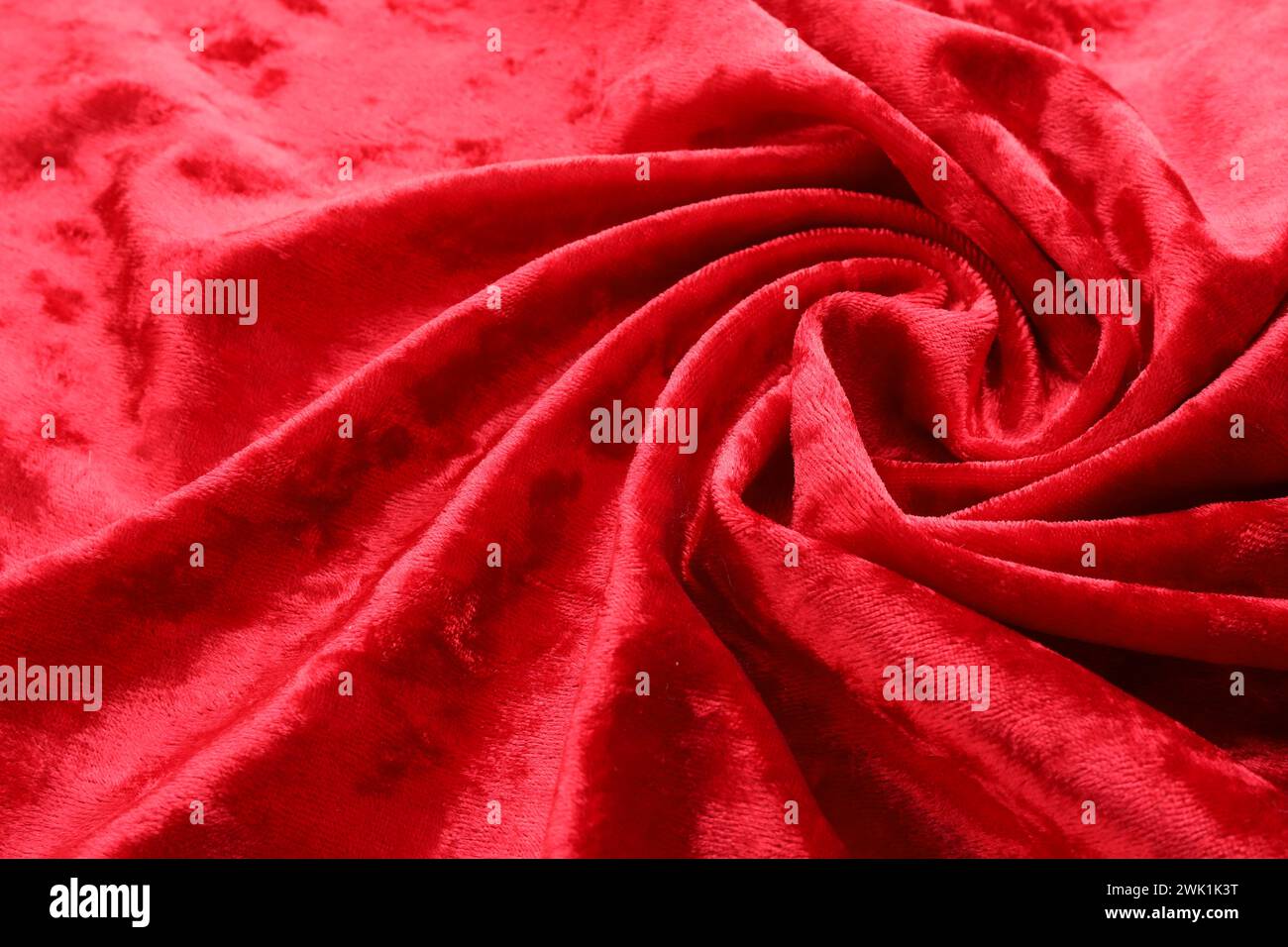 Texture of crumpled red velvet fabric as background, closeup Stock ...