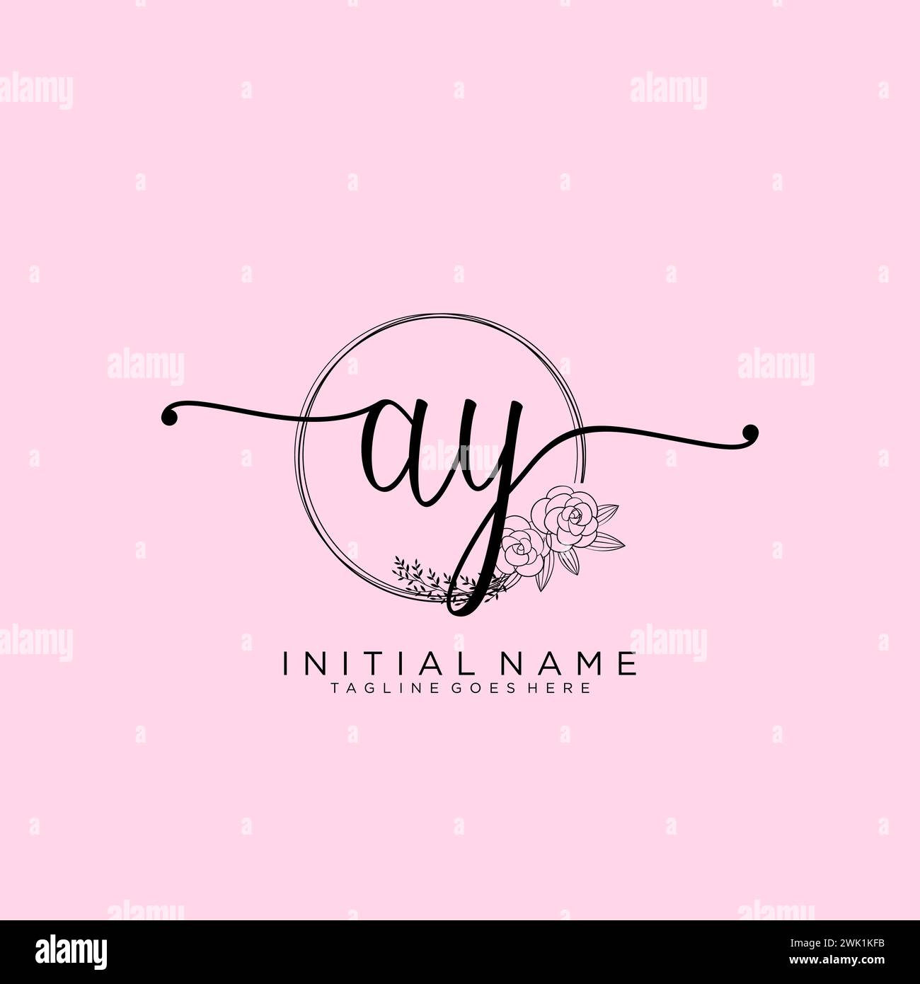 AY Initial handwriting logo with circle Stock Vector Image & Art - Alamy