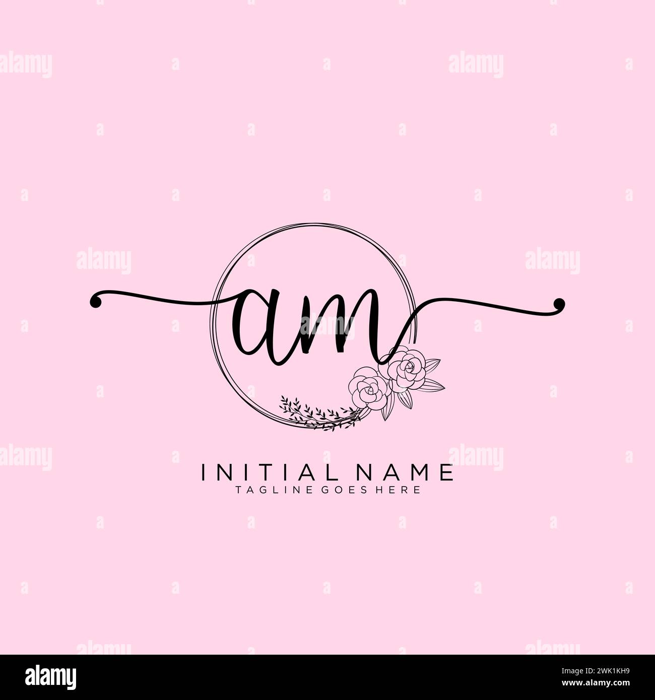 AM Initial handwriting logo with circle Stock Vector Image & Art - Alamy