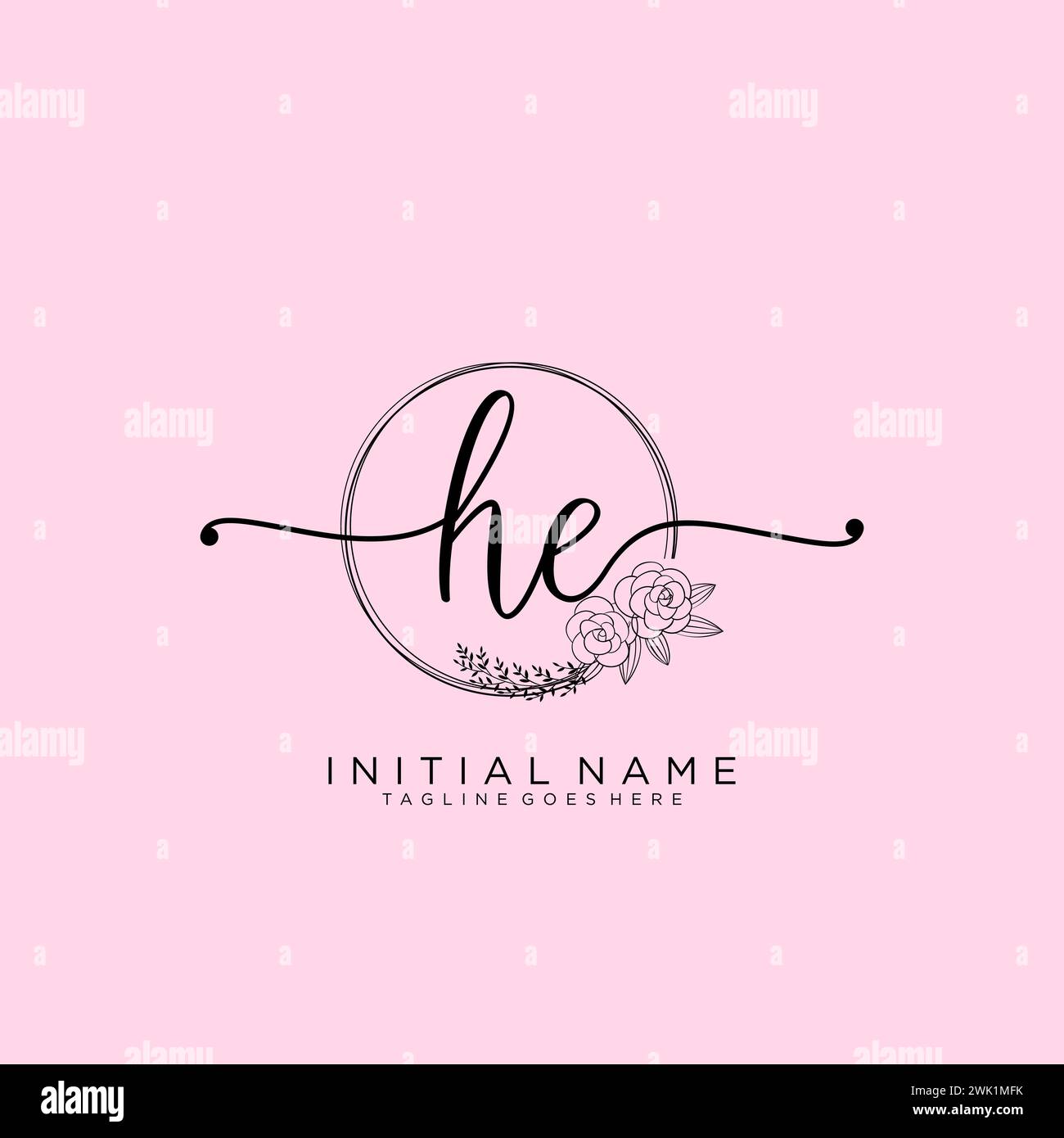HE Initial handwriting logo with circle Stock Vector Image & Art - Alamy