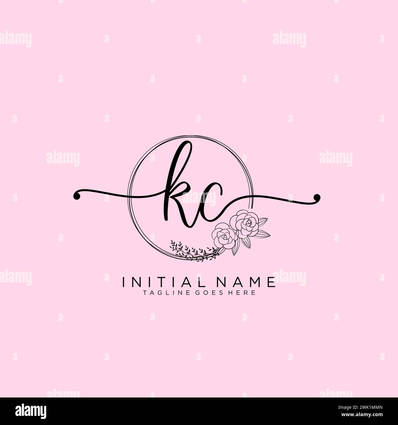 KC Initial handwriting logo with circle Stock Vector Image & Art - Alamy
