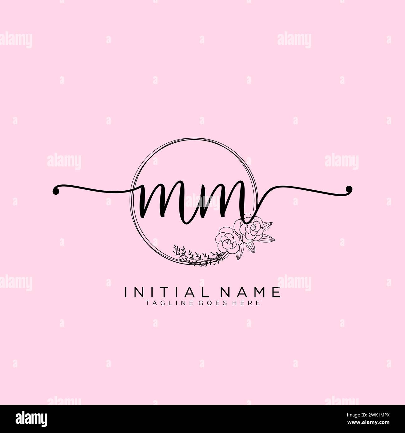 MM Initial handwriting logo with circle Stock Vector Image & Art - Alamy