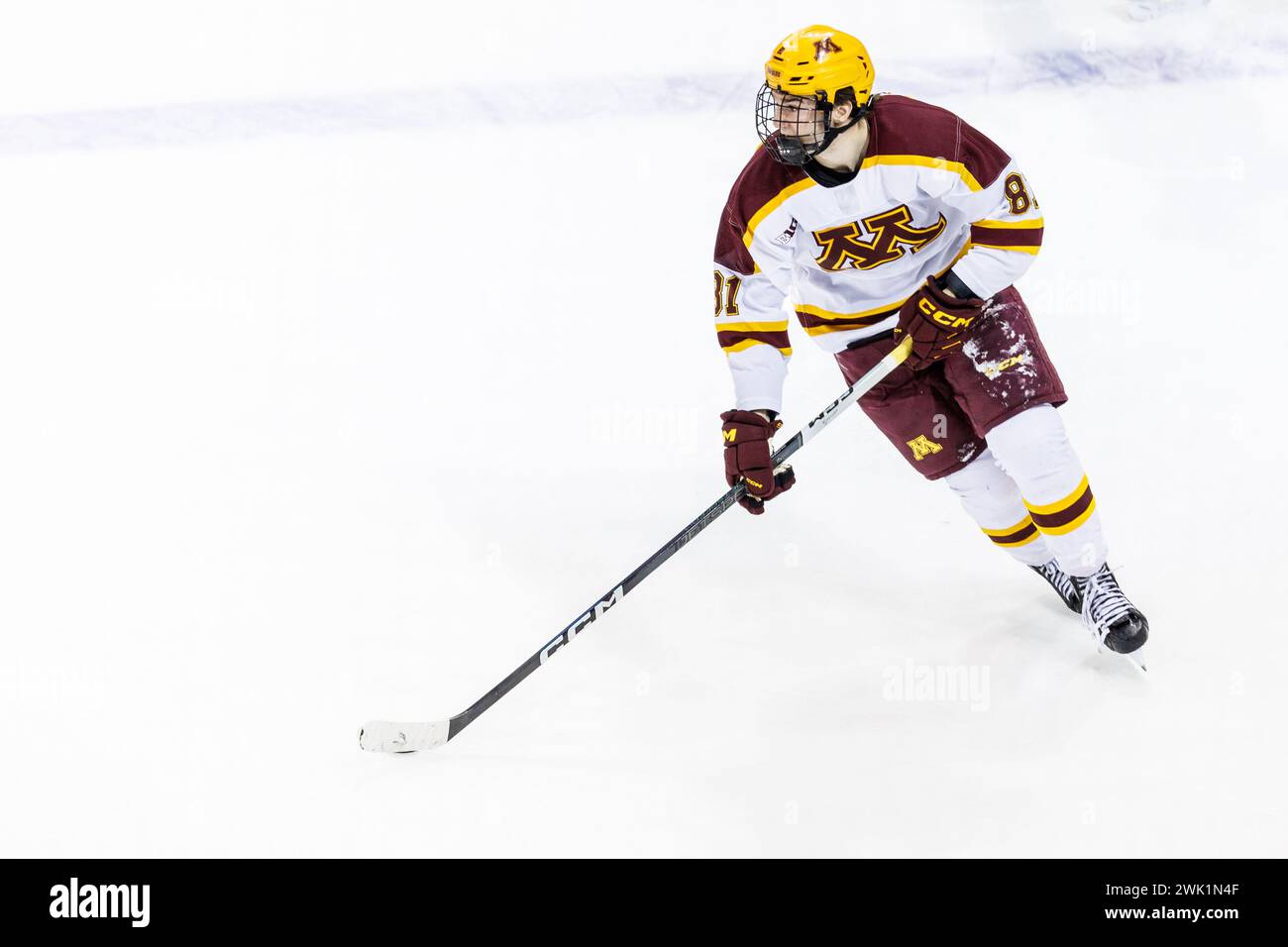 February 17, 2024: Minnesota forward Jimmy Snuggerud (81) skates with ...