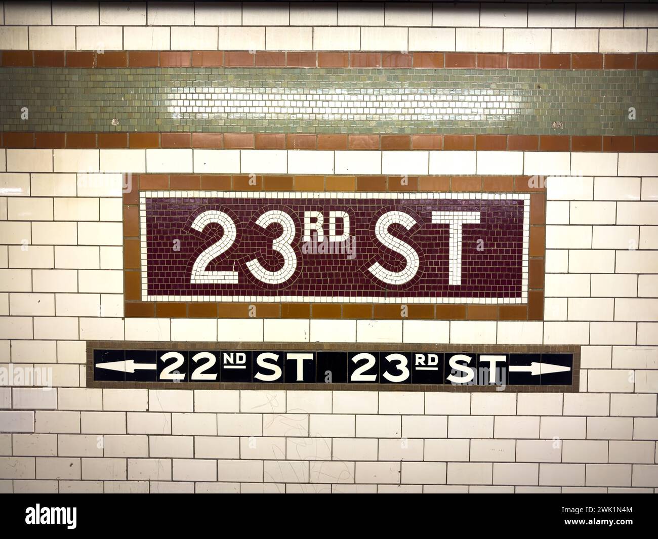 New York City - Mar 21, 2023: 23rd Street Station sign along the ...