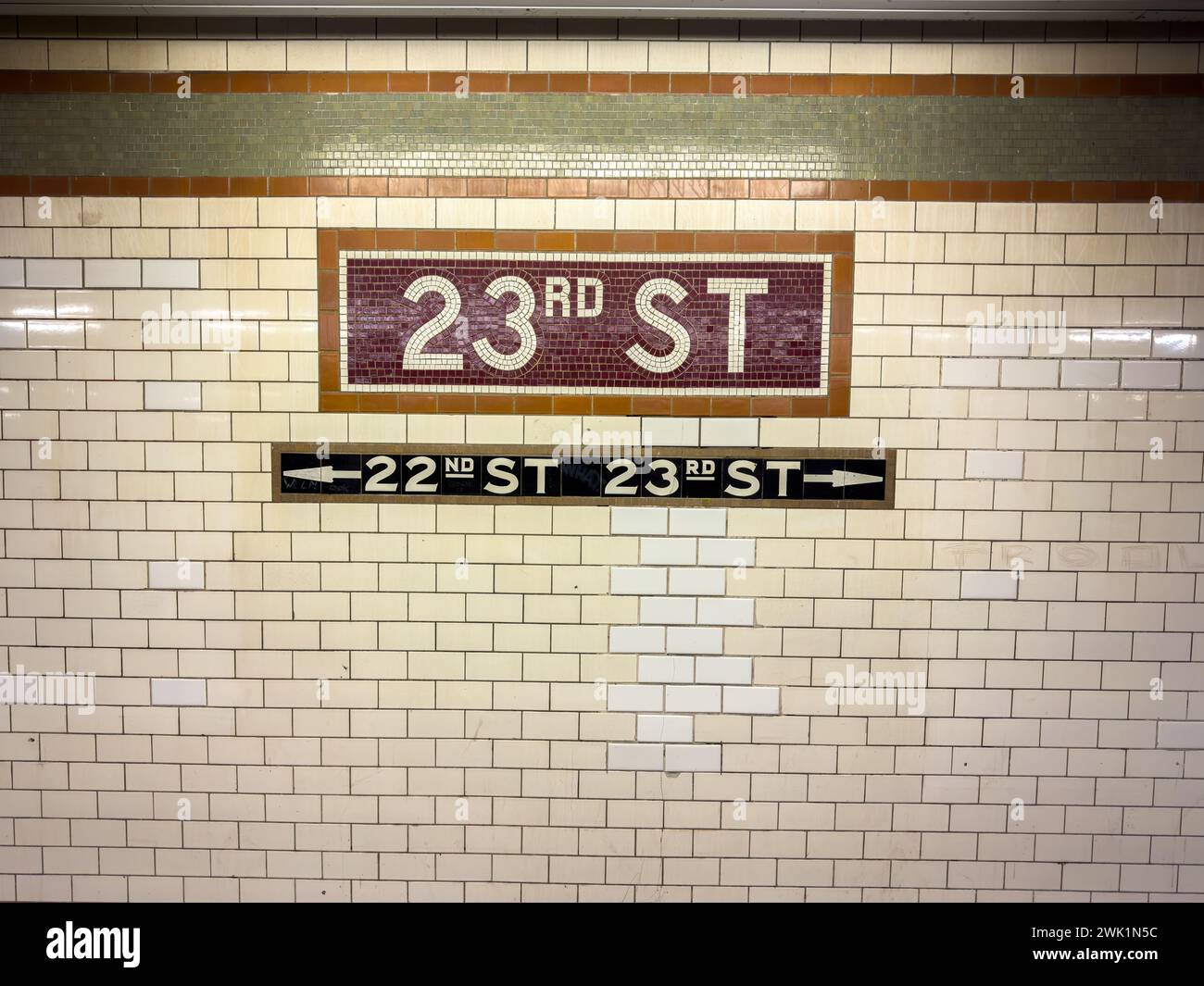 New York City - Mar 21, 2023: 23rd Street Station sign along the ...