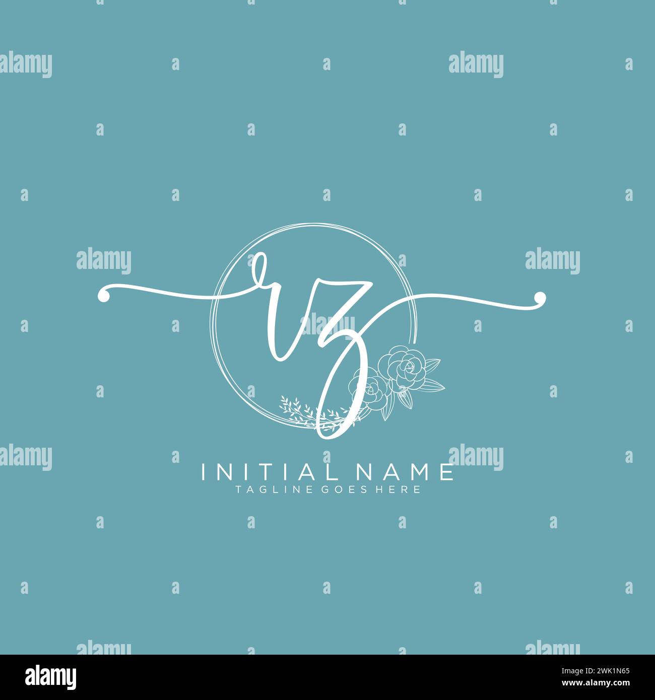 RZ Initial handwriting logo with circle Stock Vector Image & Art - Alamy