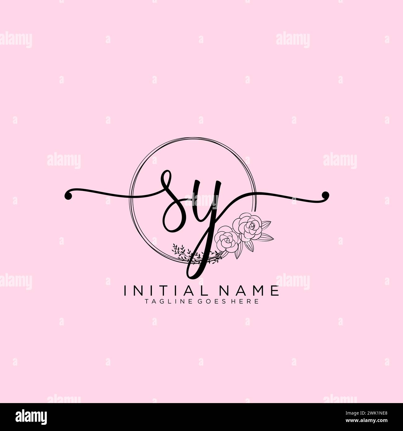 SY Initial handwriting logo with circle Stock Vector Image & Art - Alamy