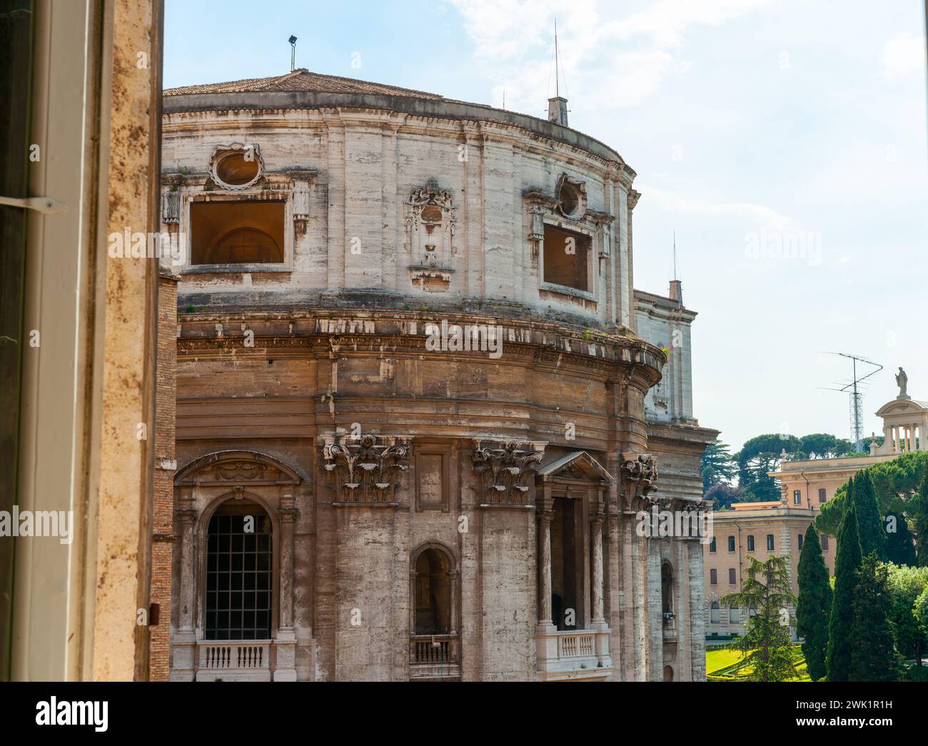 Round building facade in old European style in Rome Stock Photo - Alamy
