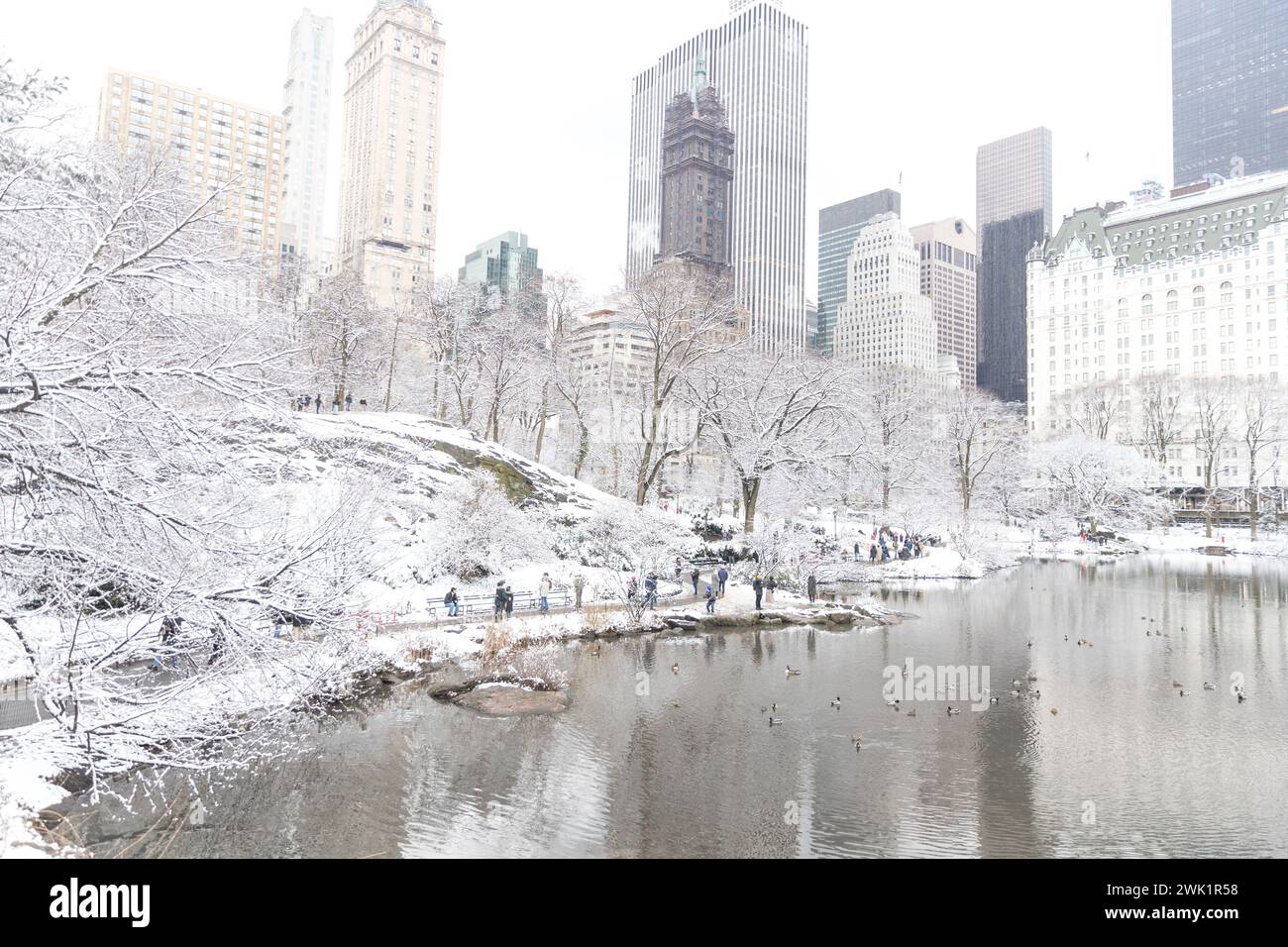 Atmosphere of Central Park on this snowy Saturday morning in New York ...