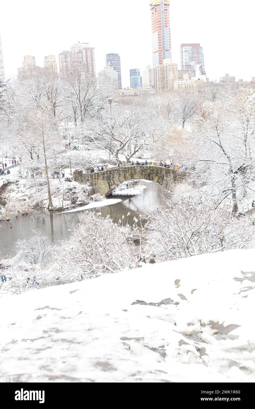 Atmosphere of Central Park on this snowy Saturday morning in New York ...