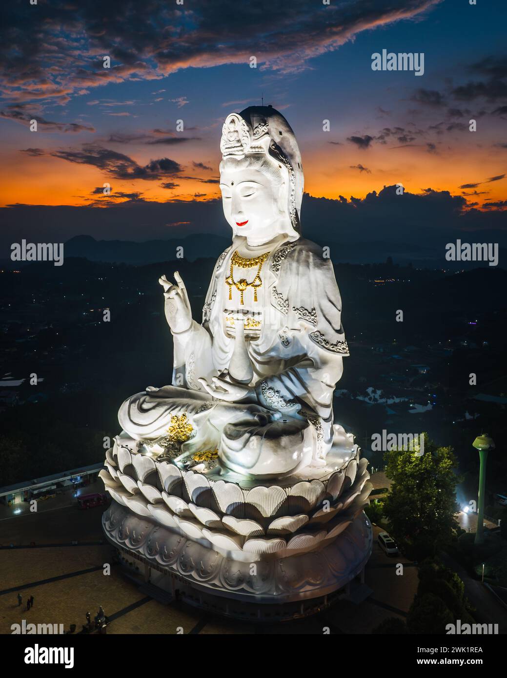 Aerial view of Wat Huay Pla Kang: Goddess of Mercy, in Chiang Rai ...