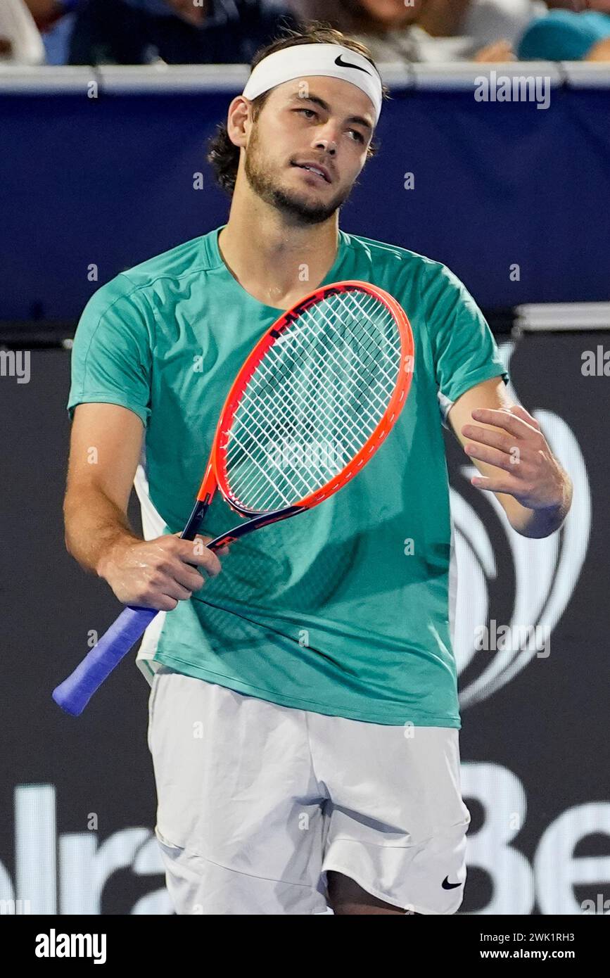 Taylor Fritz reacts after missing a point against Marcus Giron during ...