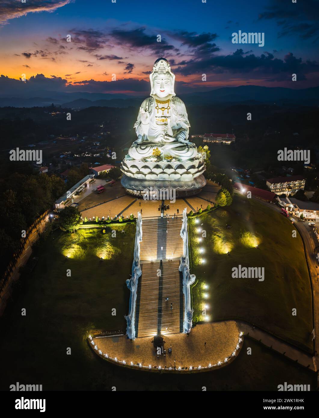 Aerial view of Wat Huay Pla Kang: Goddess of Mercy, in Chiang Rai ...