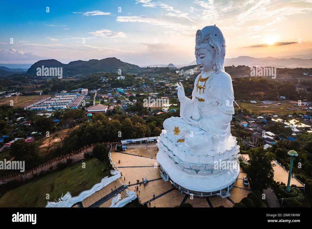 Aerial view of Wat Huay Pla Kang: Goddess of Mercy, in Chiang Rai ...