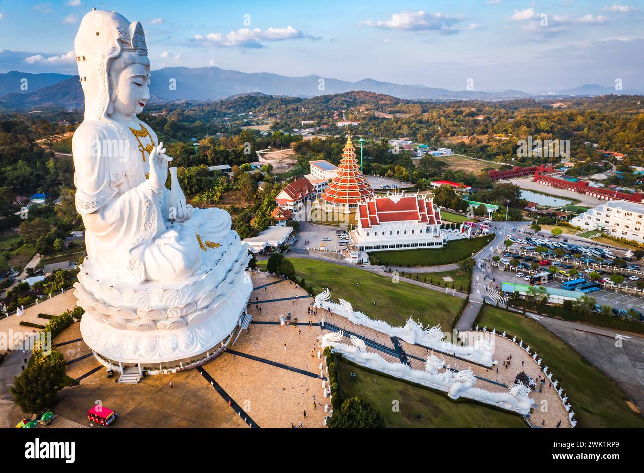 Aerial view of Wat Huay Pla Kang: Goddess of Mercy, in Chiang Rai ...