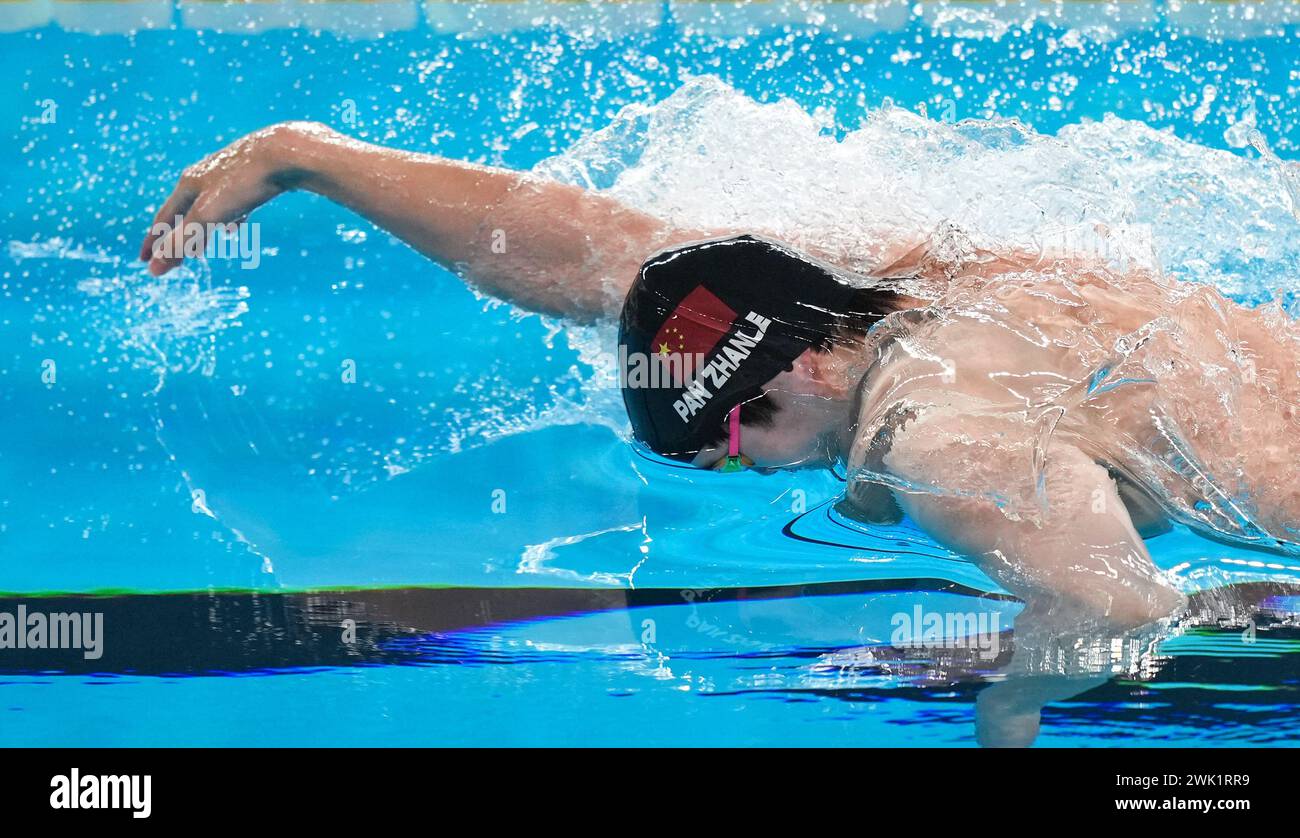 Doha, Qatar. 17th Feb, 2024. Pan Zhanle of team China competes during ...
