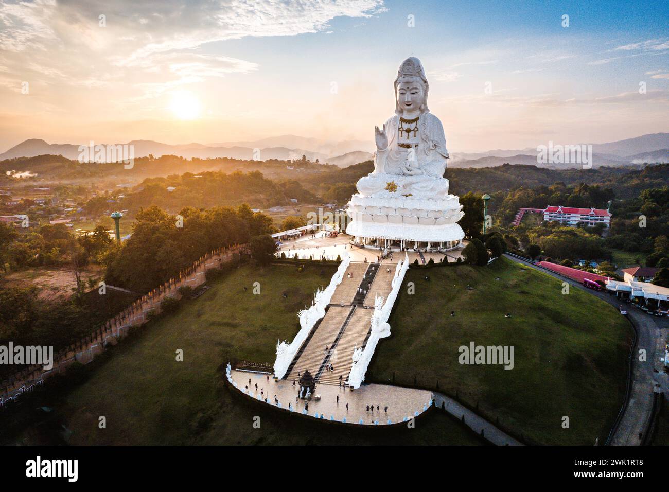 Aerial view of Wat Huay Pla Kang: Goddess of Mercy, in Chiang Rai ...