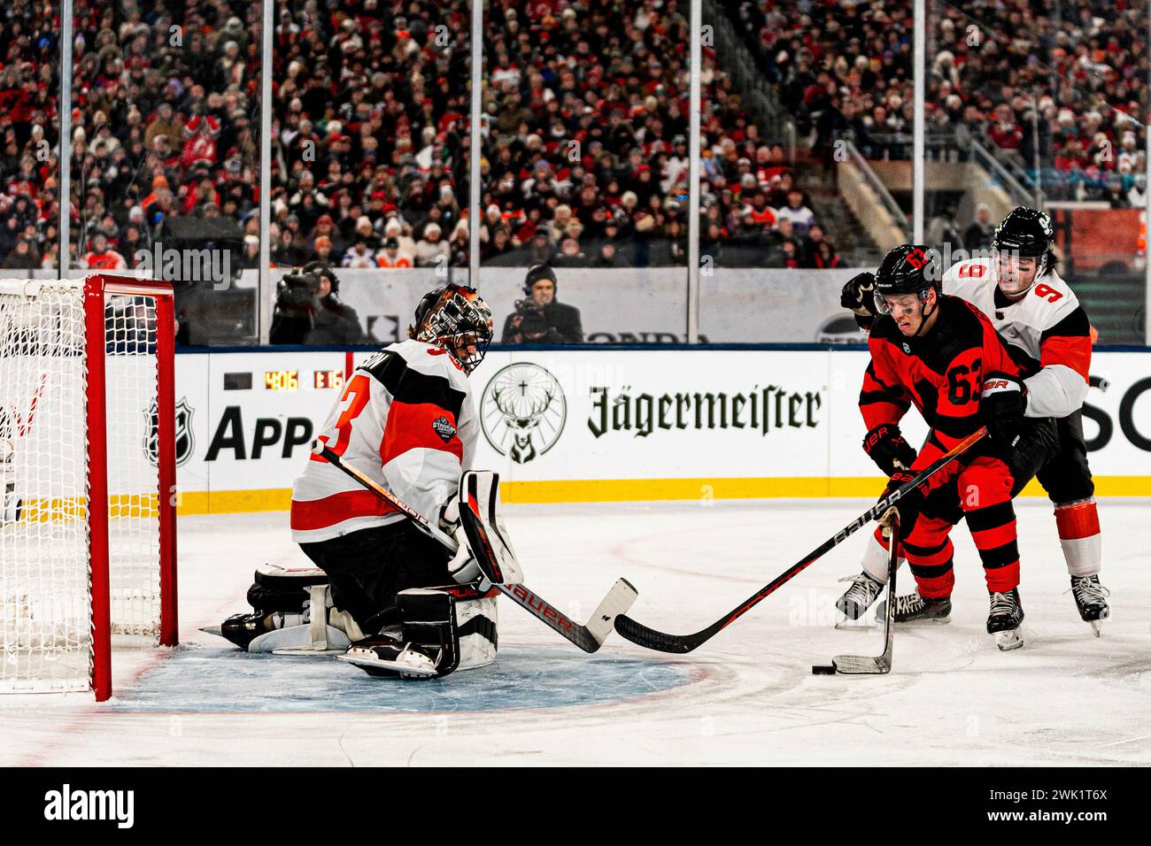 New Jersey Devils left wing Jesper Bratt (63) shoots against ...