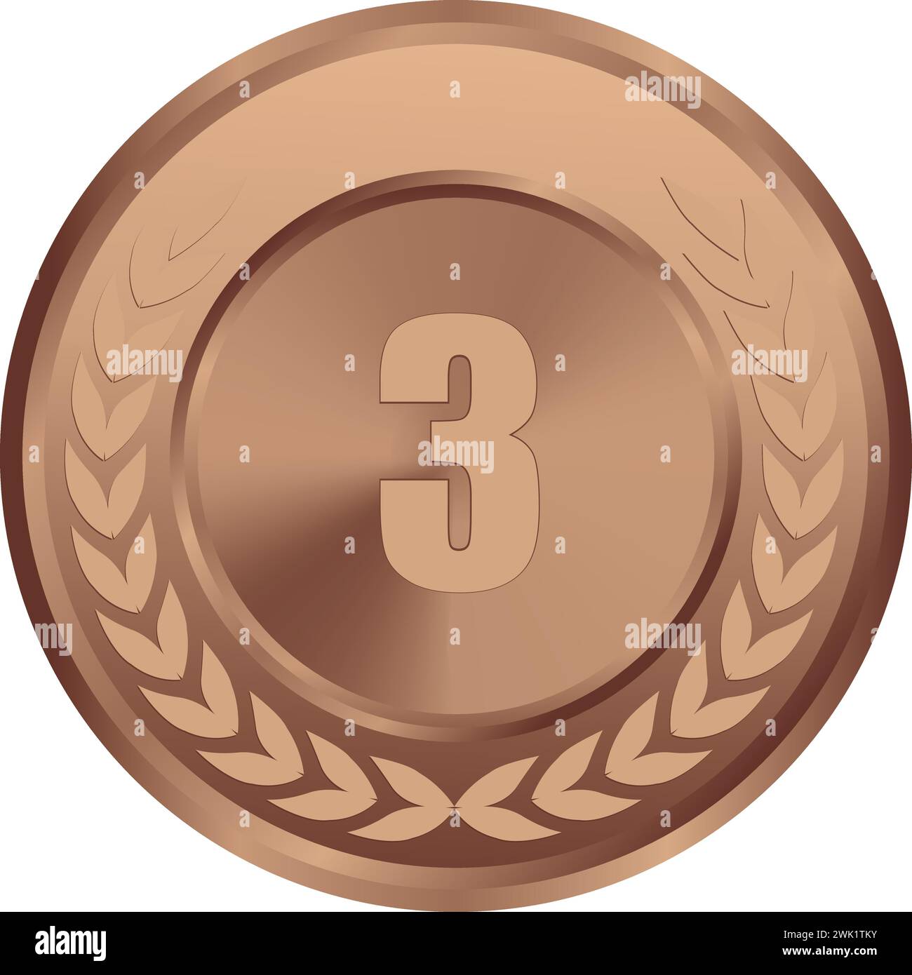 Realistic Bronze Medal Vector with red ribbon, 3rd Bronze Award, 3rd ...