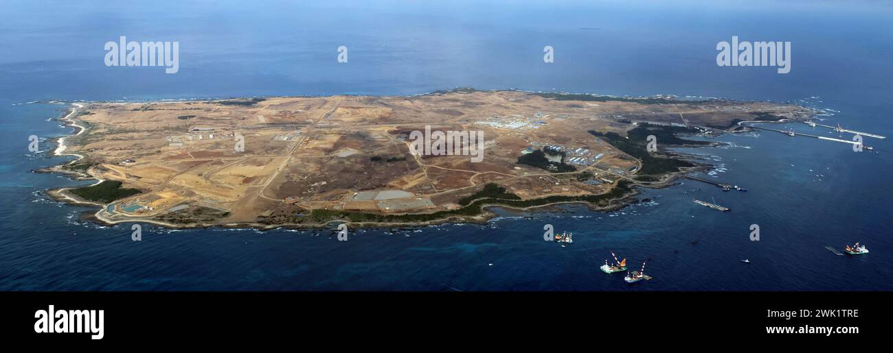 An aerial photo shows Mageshima Island in Iriomote City, Kagoshima ...