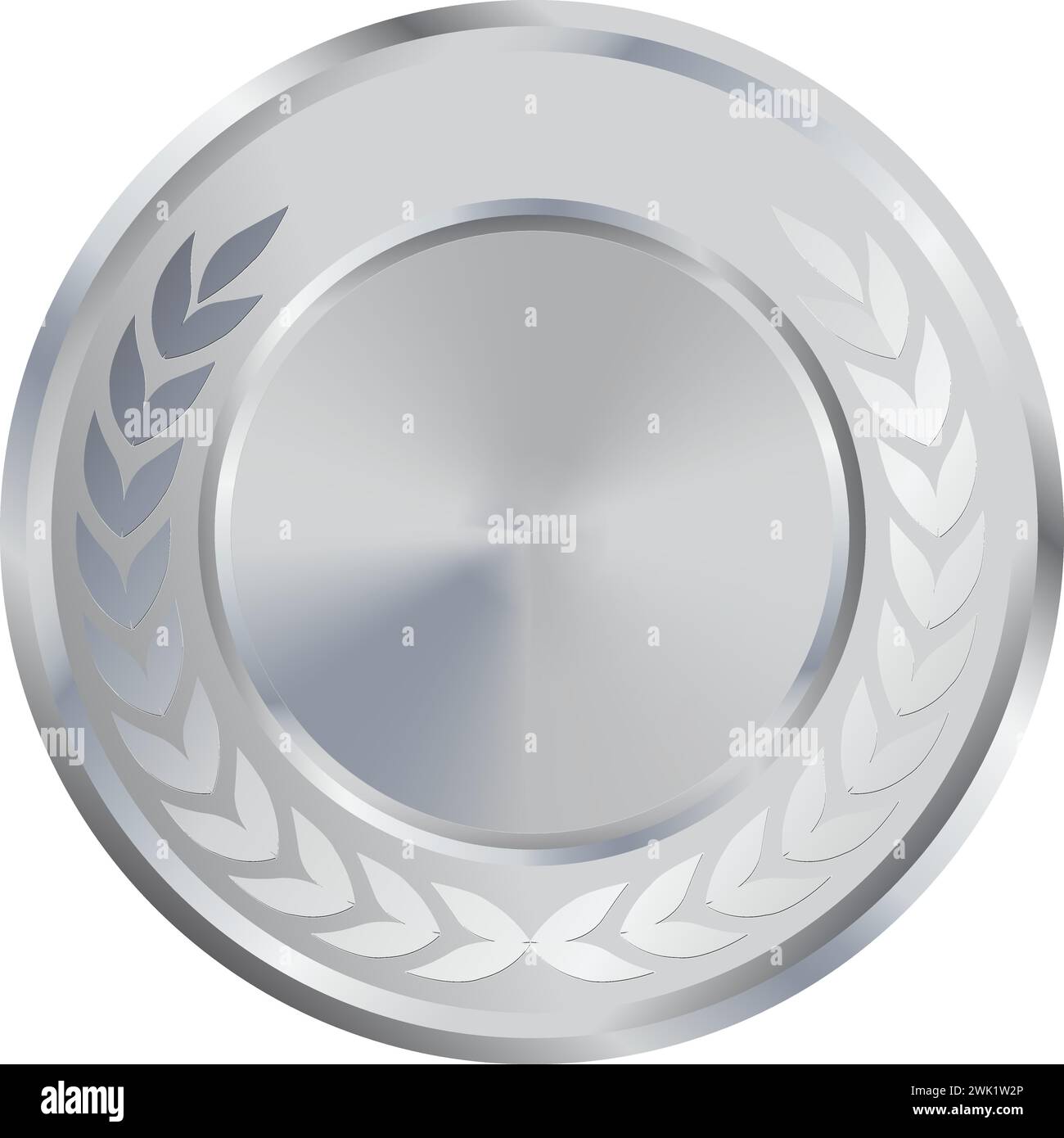 Realistic Blank Silver Medal Vector, Blank Silver Award with ribbon ...