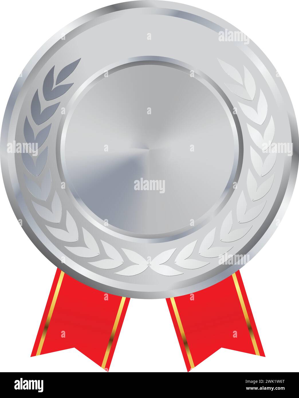 Realistic Blank Silver Medal Vector, Blank Silver Award with ribbon ...