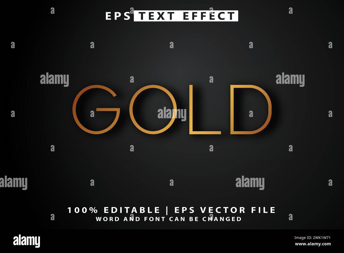 Editable text in gold on a posh black background Stock Vector Image ...