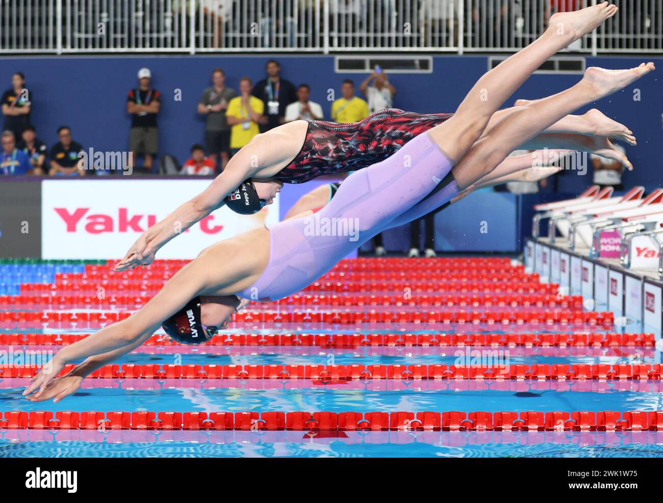 Doha, Qatar. 17th Feb, 2024. Lyu Yue of China competes during the women ...