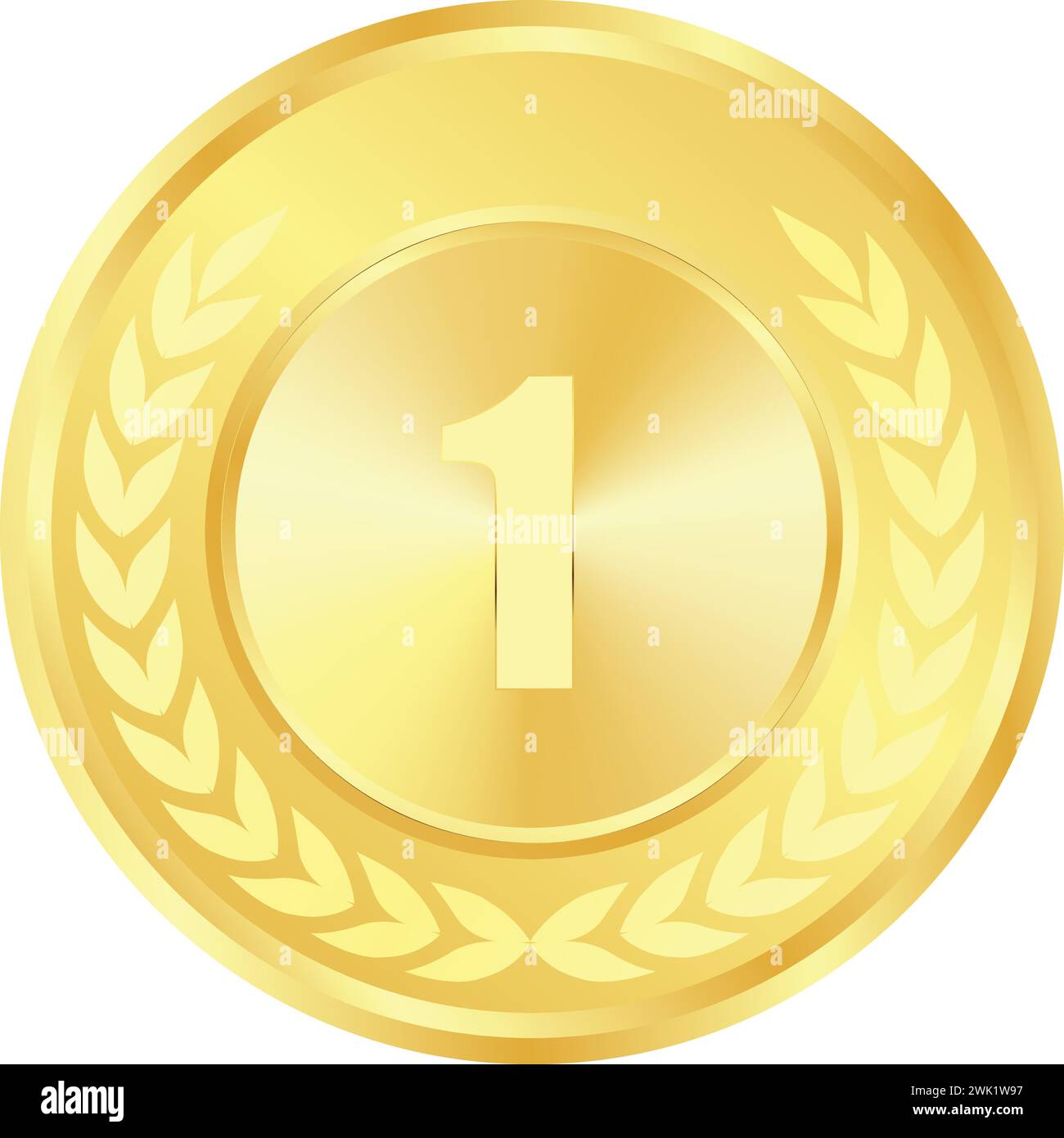 Realistic Gold Medal Vector, 1st Golden Award, 1st Prize, Golden ...