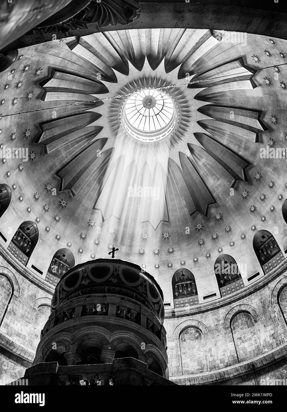 God rays in black and white from the dome appear to beam directly at ...