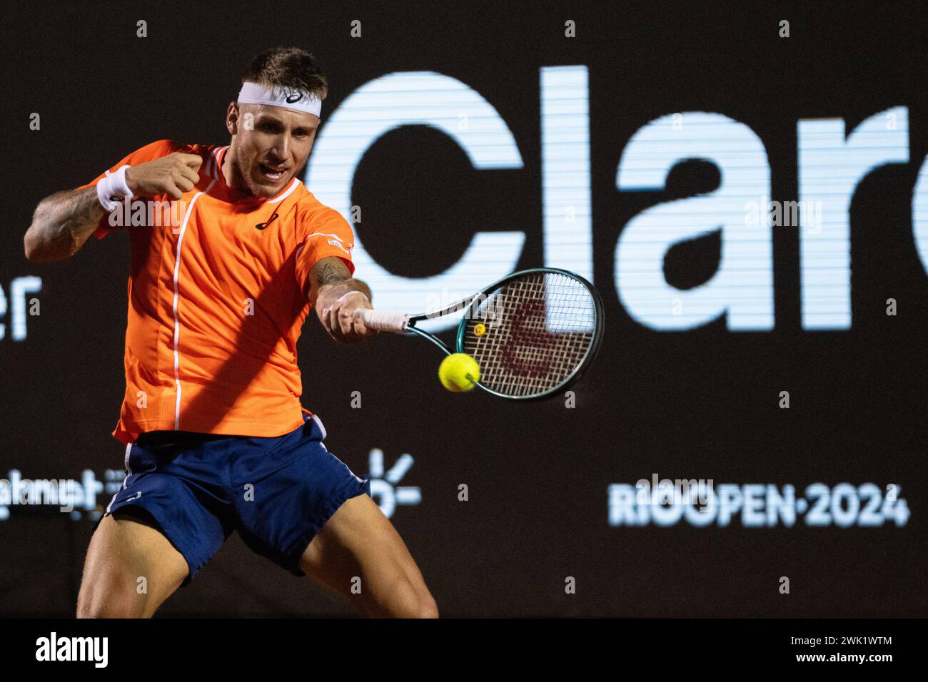 Rio De Janeiro, Brazil. 17th Feb, 2024. Alex Molcan of Slovakia hits a ...