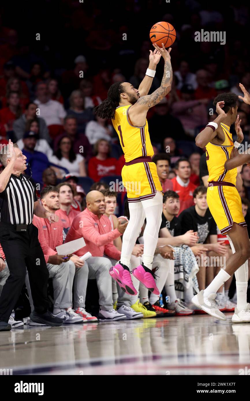 TUCSON, AZ - FEBRUARY 17 Arizona State Sun Devils guard Frankie Collins ...