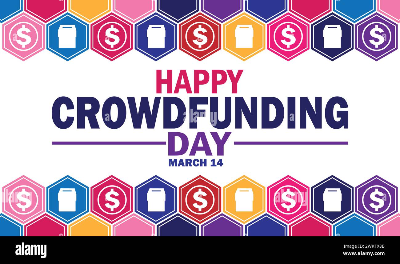 Happy Crowdfunding Day colorful wallpaper with shapes and typography ...