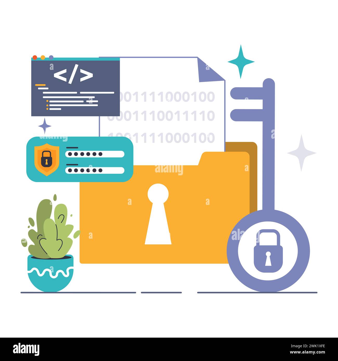 Data encryption. Personal information, internet access or database protection. Cyber security ...