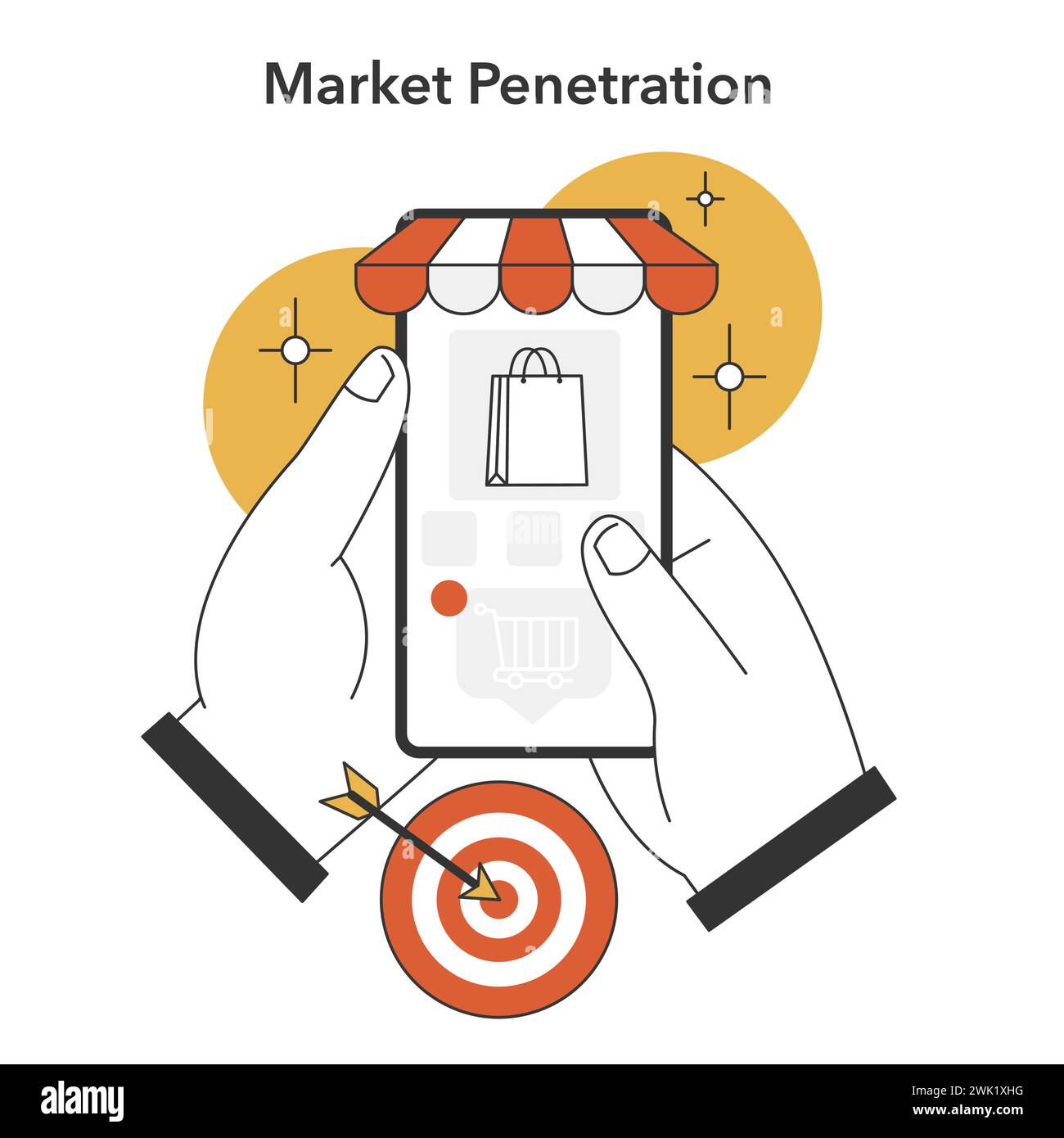 Digital marketplace strategy. Hands holding a smartphone displaying an ...