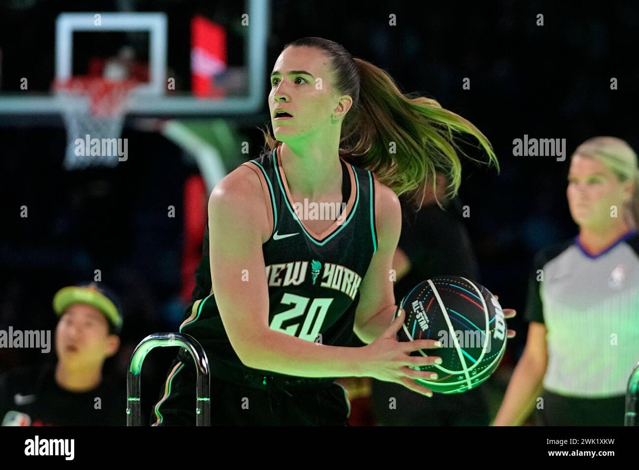 New York Liberty guard Sabrina Ionescu takes part in a competition ...